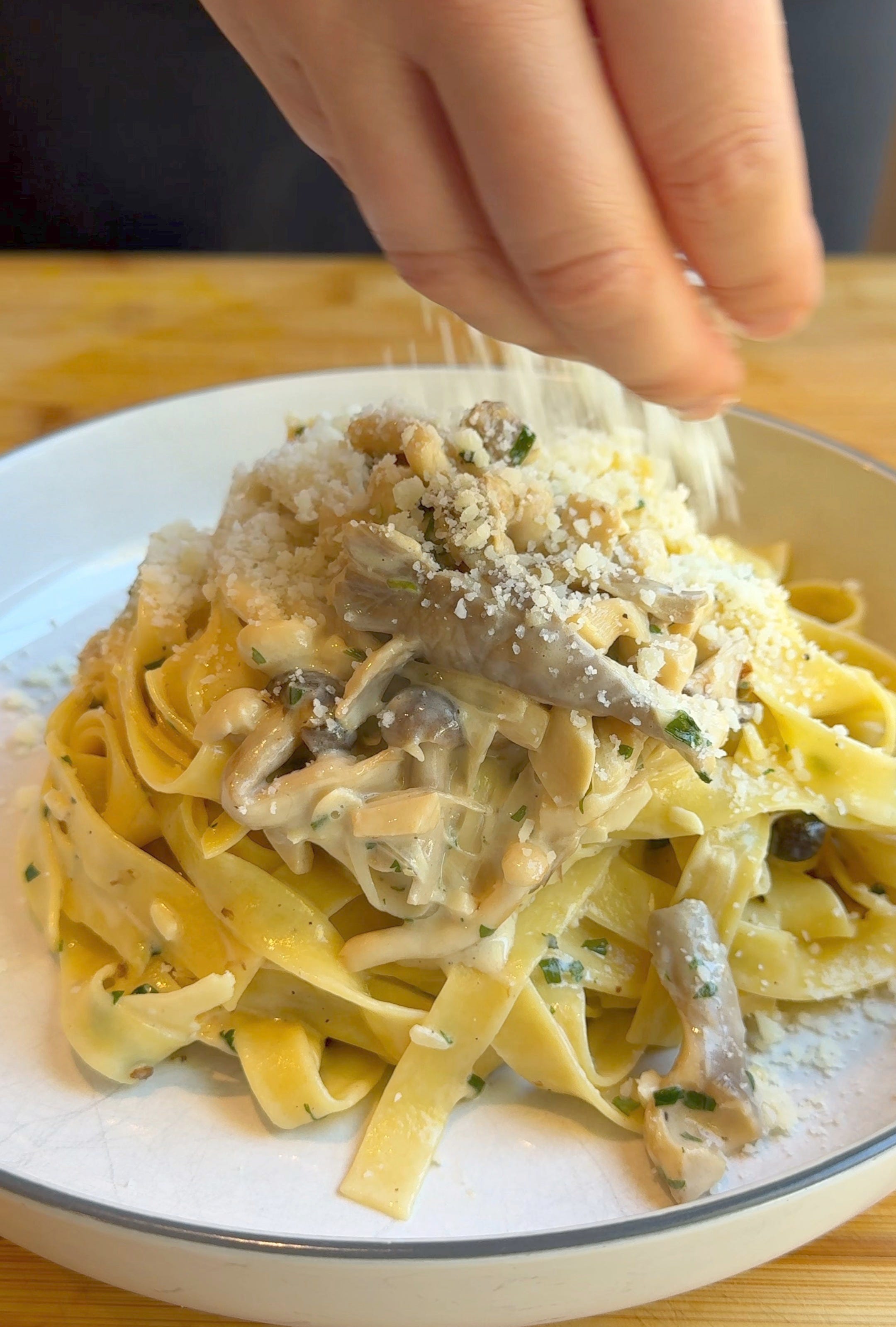 Creamy Herby Wild Mushroom Tagliatelle - Chef Anna Frazer