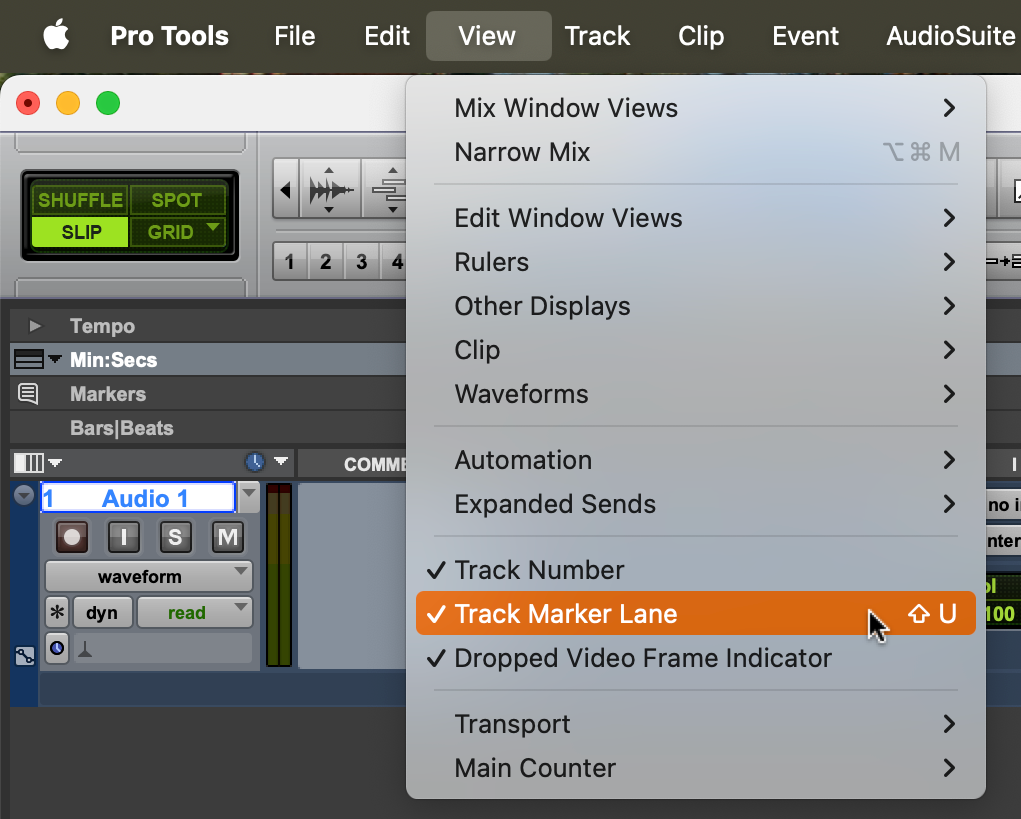 Pro Tools: How to Create, Show, and Hide Track Markers