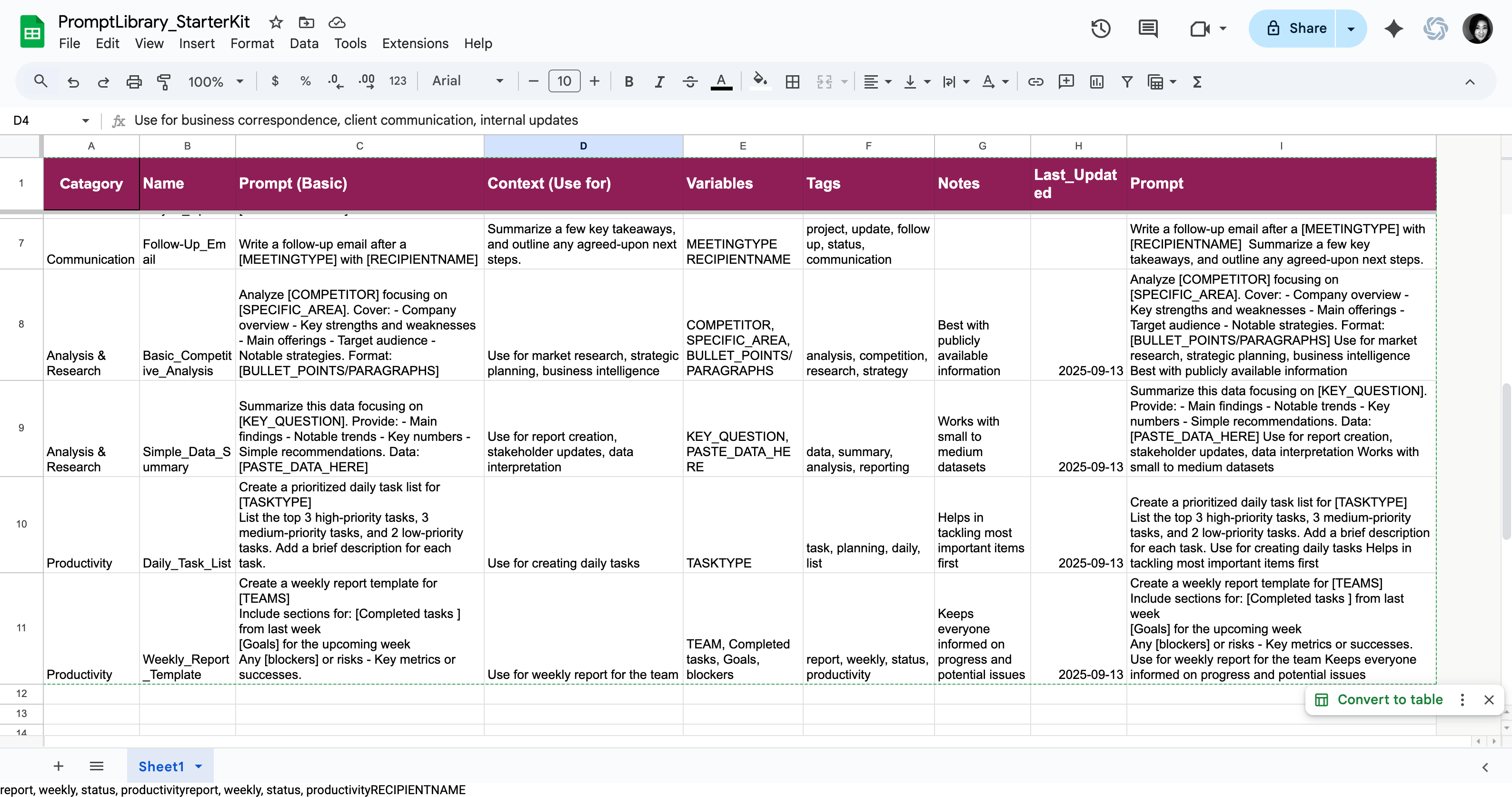 [Template] AI Prompt Library Starter Kit