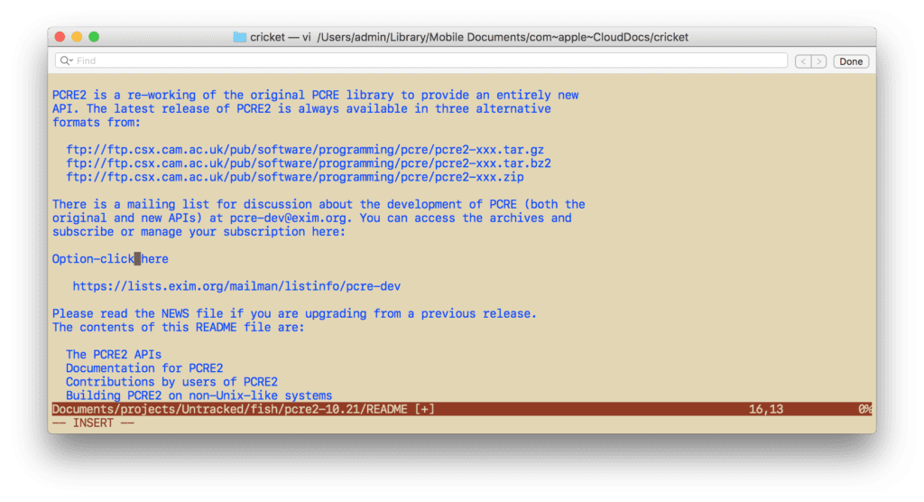 Click in Terminal window to move cursor