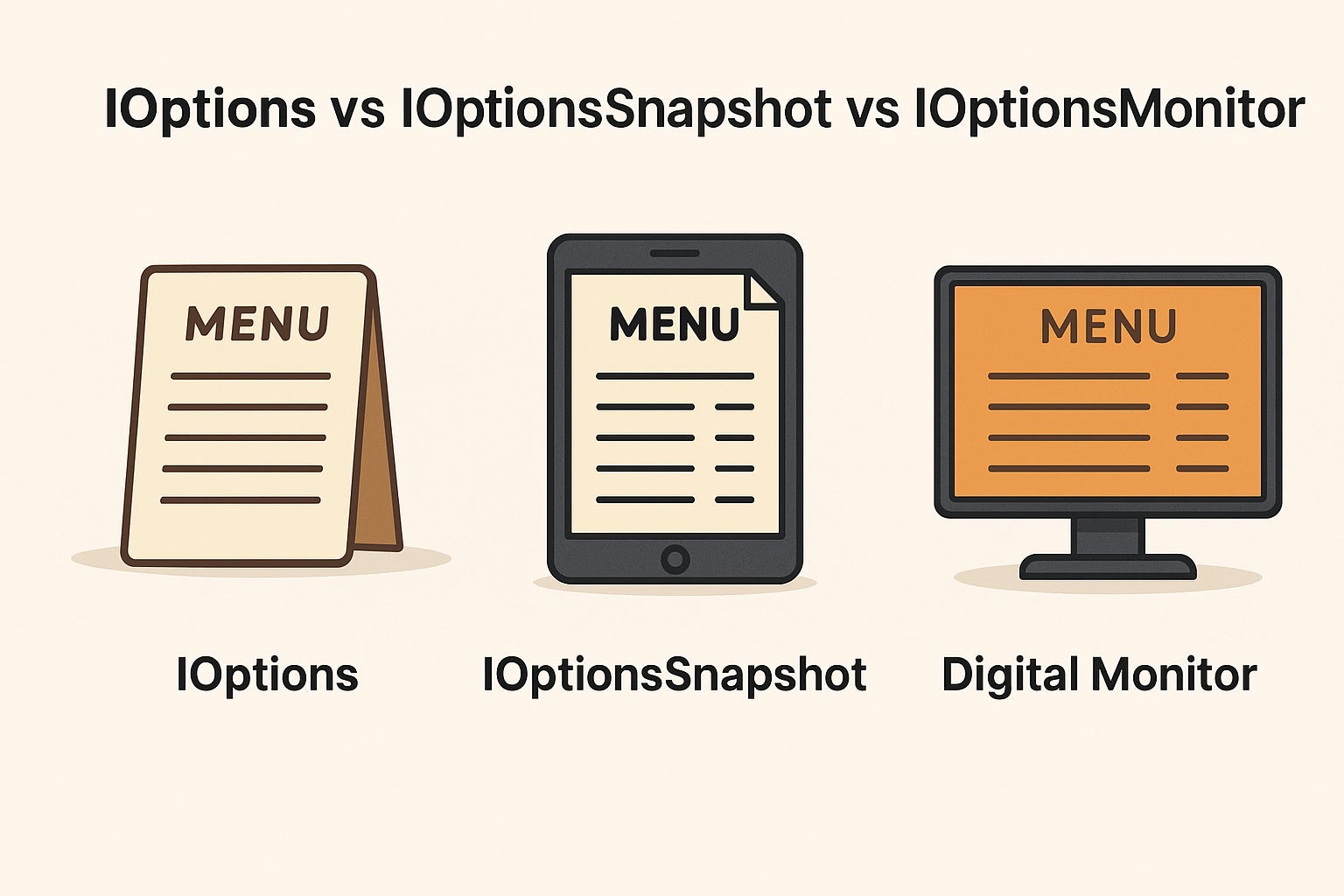 IOptions vs IOptionsSnapshot vs IOptionsMonitor in .NET