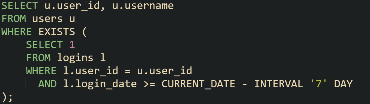 Using EXISTS for Fast Conditional Filtering in SQL