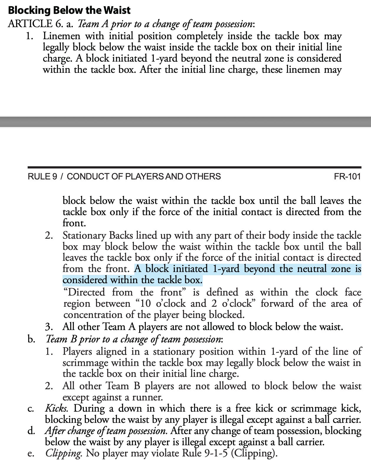 Today’s Tidbit... A History Of Blocking Below The Waist