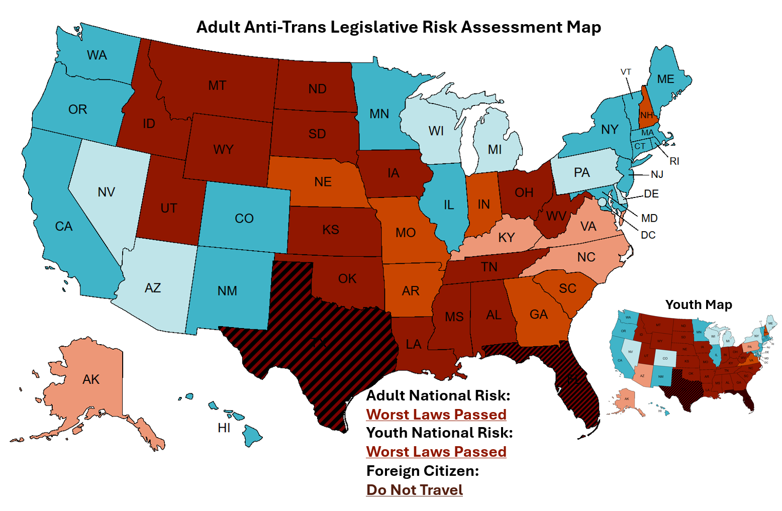Anti-Trans National Risk Assessment Map: March Edition