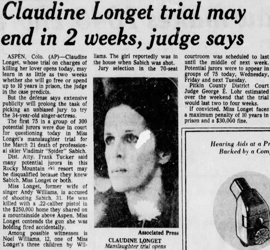Mystery in the Mountains: Claudine Longet and the Shooting of 'Spider ...