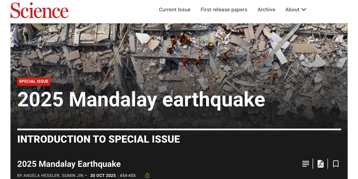 Perspective on the 2025 M7.7 earthquake in Myanmar