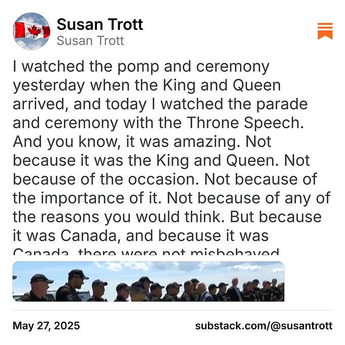 Susan Trott on Substack: "I watched the pomp and ceremony yesterday ...
