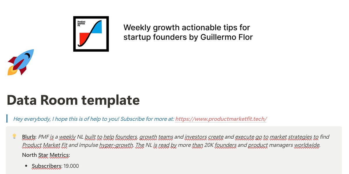 The Data Room Template VCs love - by Guillermo Flor