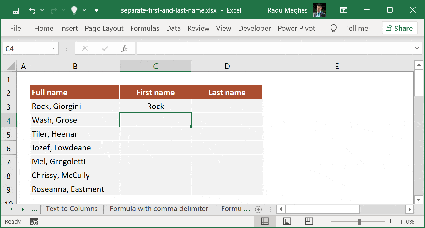 How to separate First and Last name in Excel [easy methods]