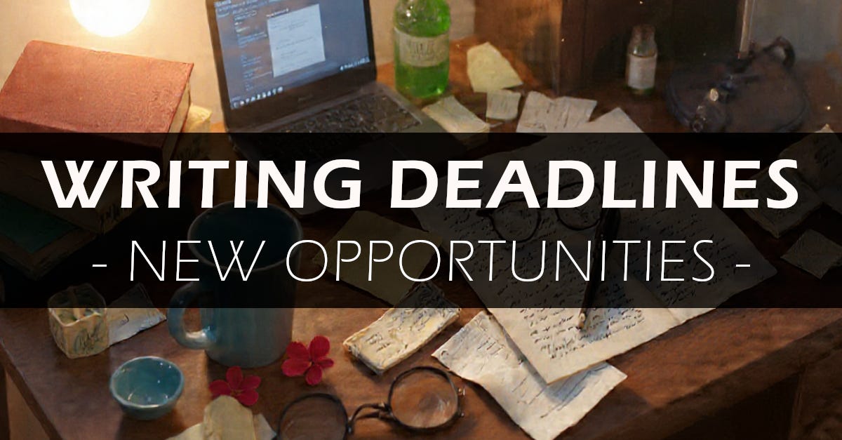 Writing Deadlines - 14 New Opportunities to Win Prizes and Get ...