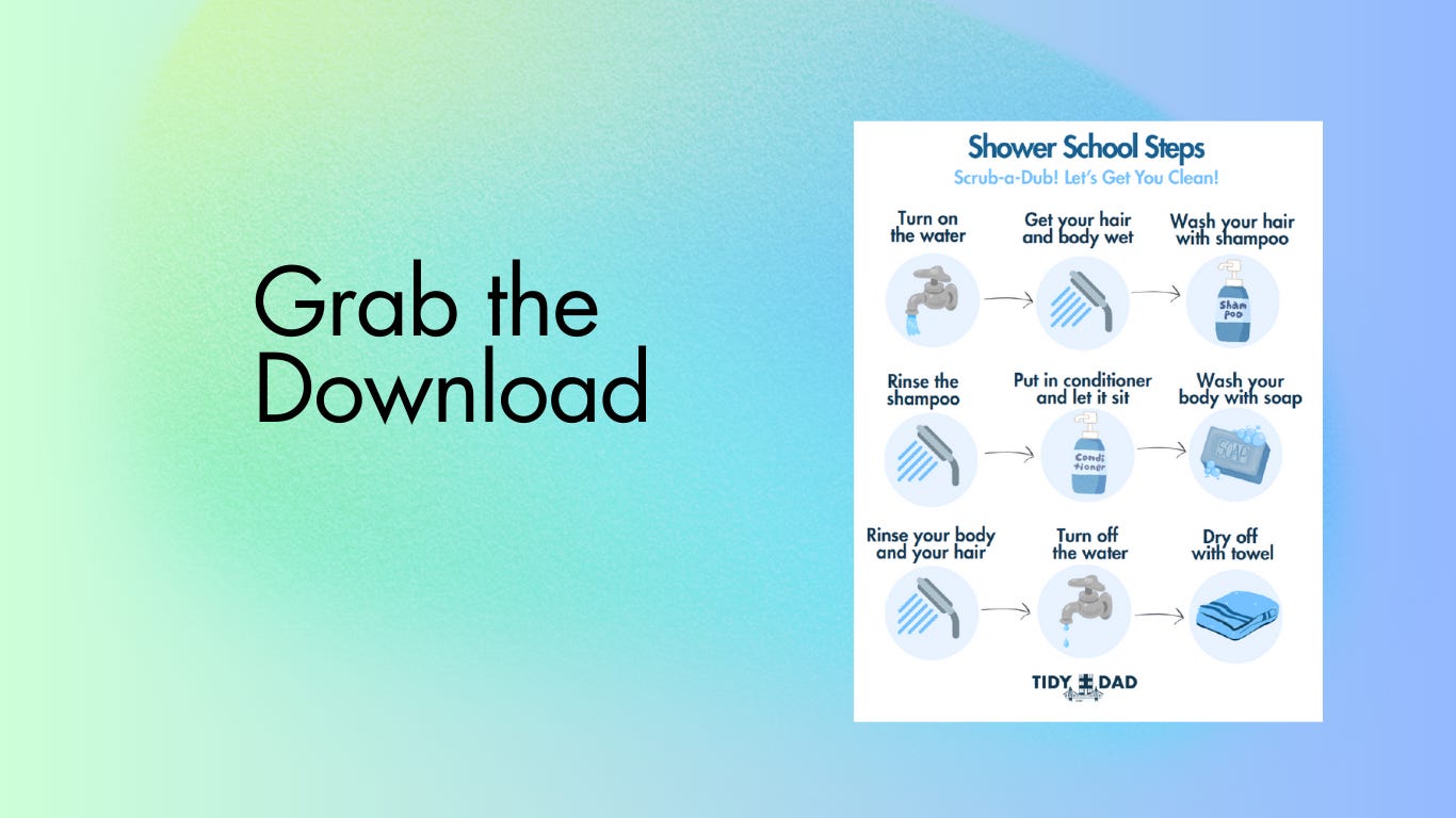 Shower School: Visual Checklist - by Tidy Dad