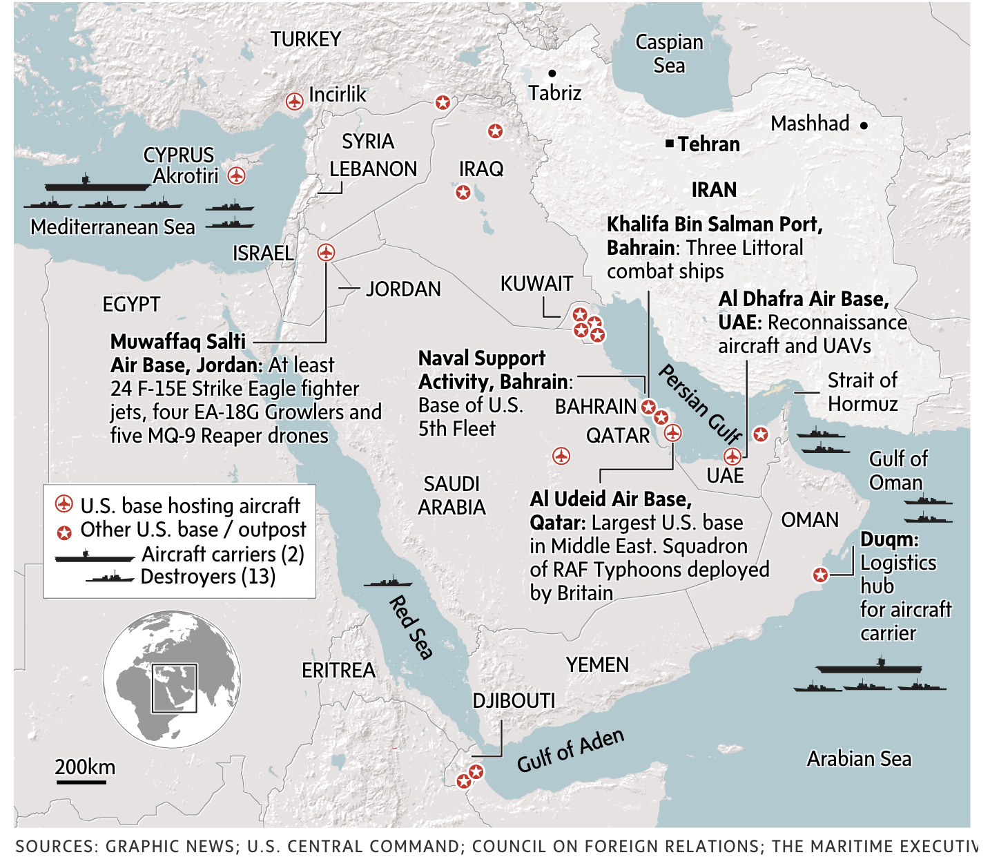 U.S. military bases in the Middle East