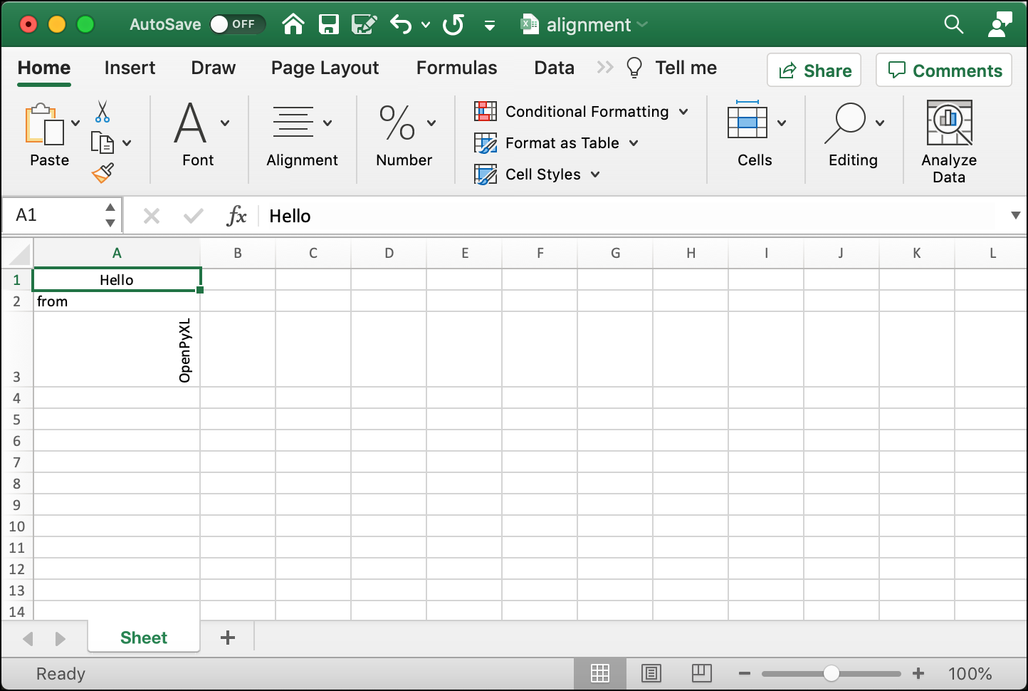 Styling Excel Cells with OpenPyXL and Python
