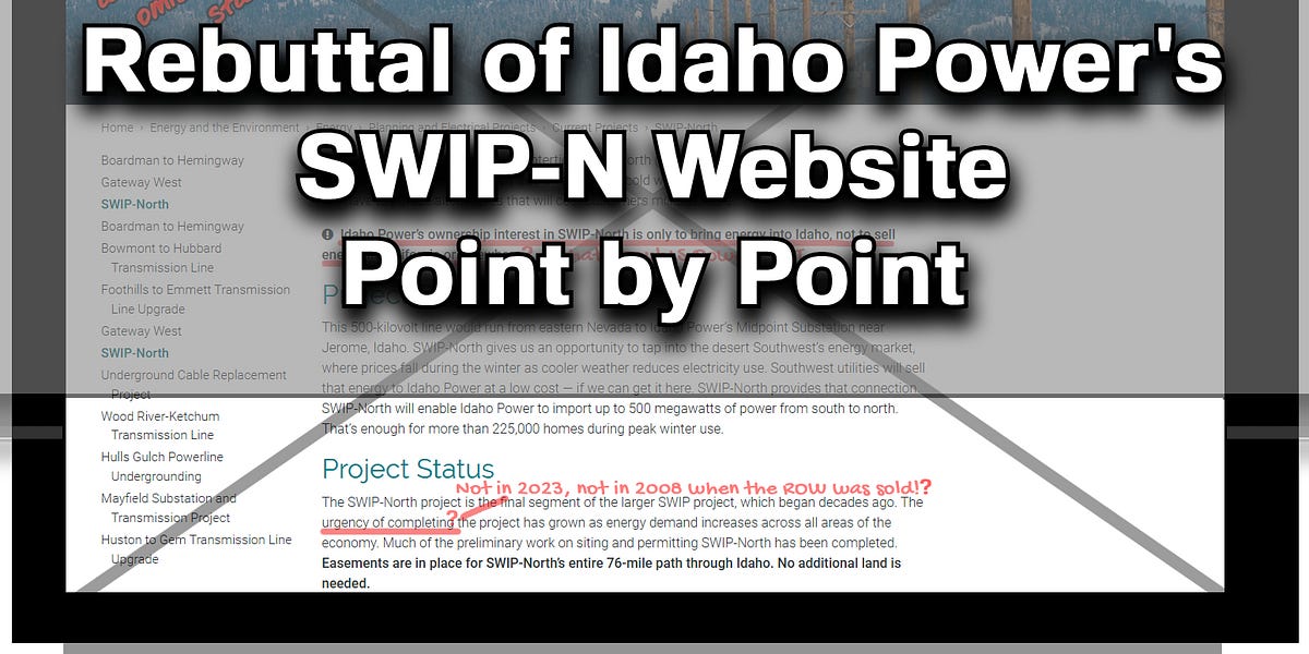 Idaho Power / SWIP-N Point by Point Rebuttal