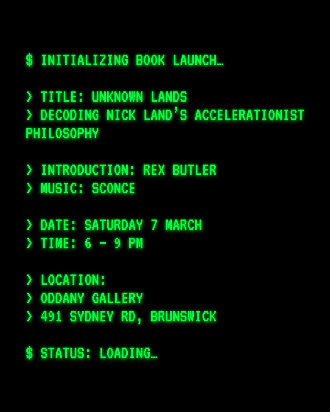 BOOK LAUNCH! Unknown Lands: Decoding Nick Land's Accelerationist Philosophy