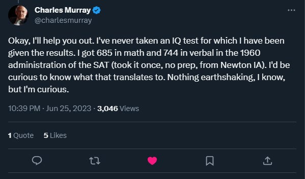 Estimating the IQ of Charles Murray - by Sebastian Jensen