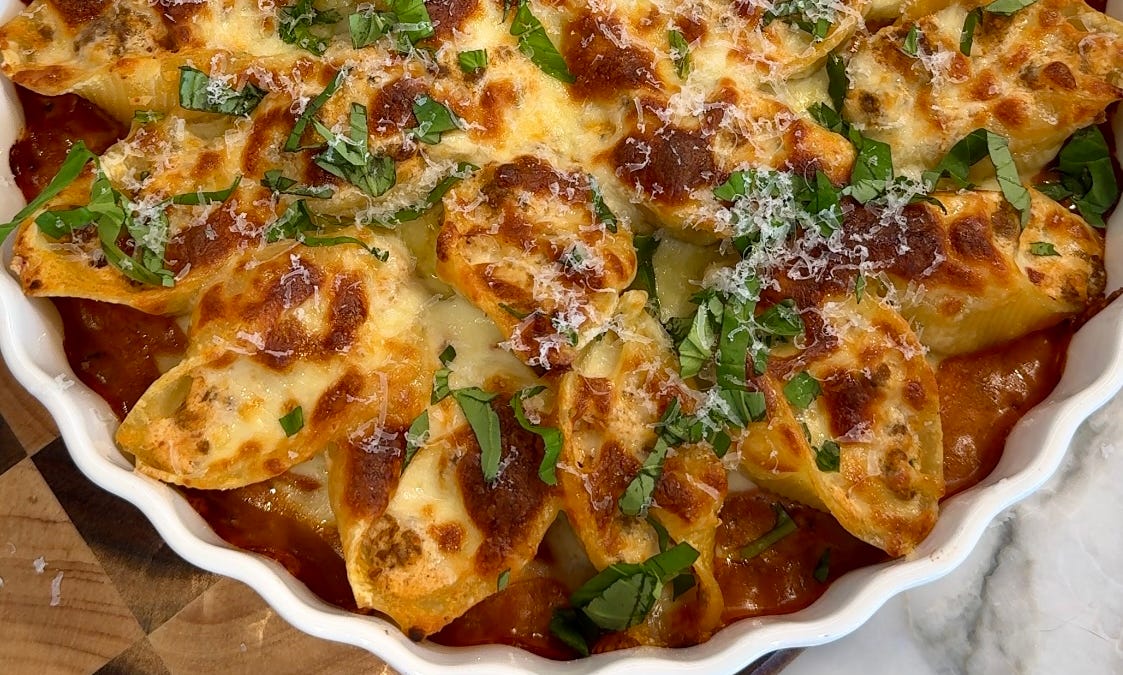 SPICY VODKA SAUSAGE STUFFED SHELLS 🔥