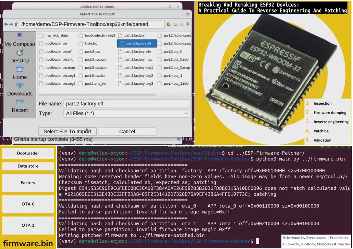 Hacking ESP32 chips: dump the firmware, use esp32knife to slice it, and ...