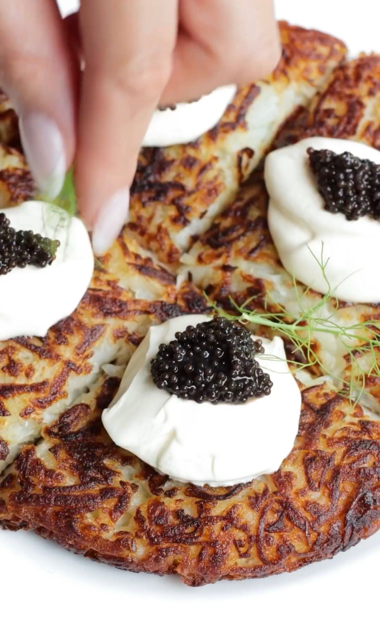 Mini Skillet Potato Rosti With Crème Fraîche And Caviar