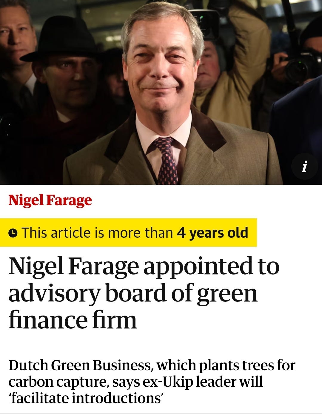 Nigel Farage appears to have made a U-turn on climate change, after ...