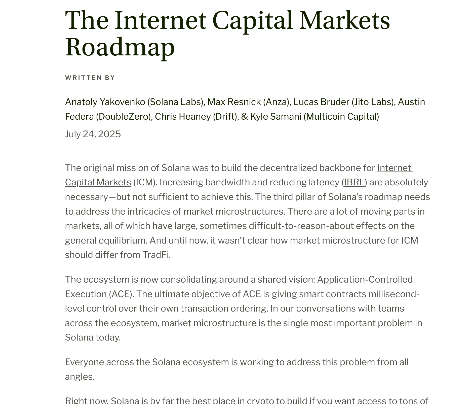 【Internet Capital Market】Solanaが掲げるブロックチェーンを活用したインターネット接続だけで誰もが資本市場に参加できる世界