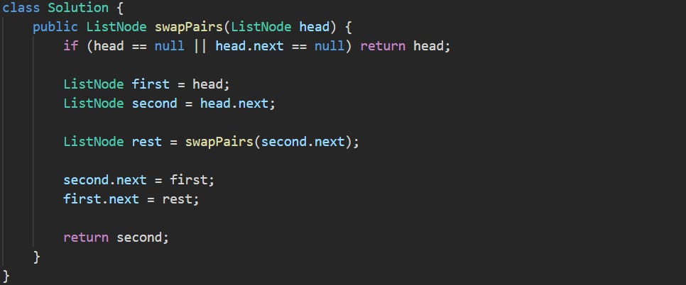 LeetCode #24: Swap Nodes in Pairs — Solved in Java