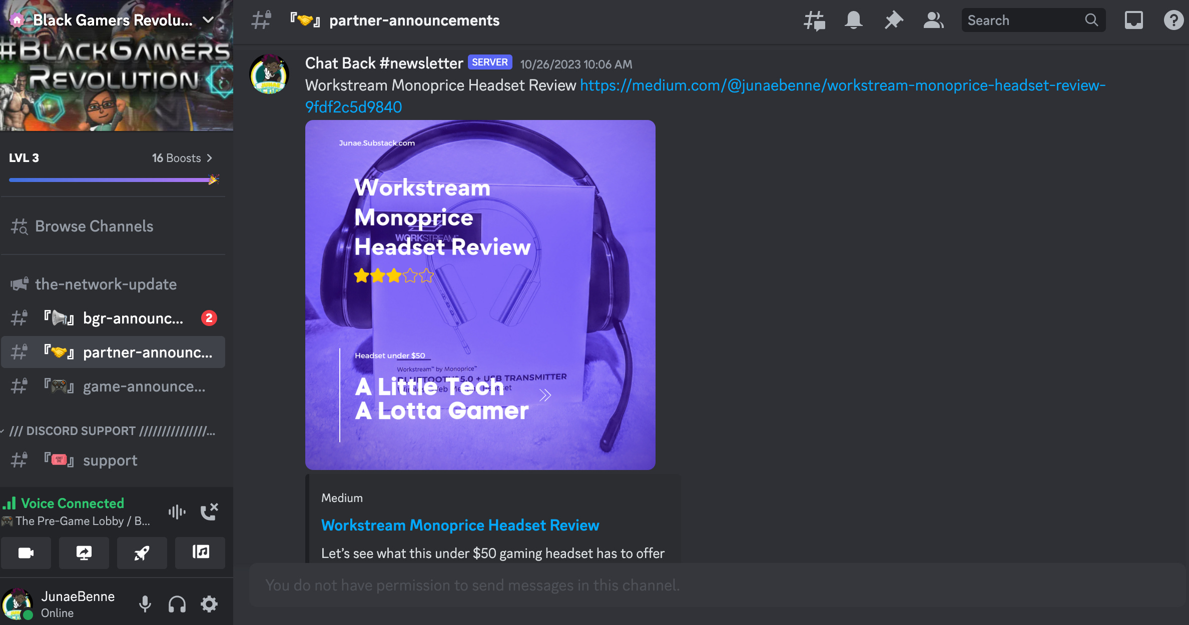 Discord's Announcement Channel Feature - by Junae Benne