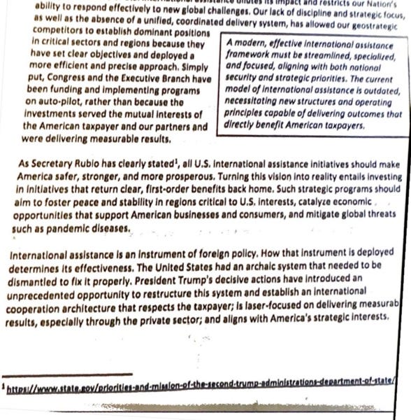 USAID Reorganization Memo, Part 1