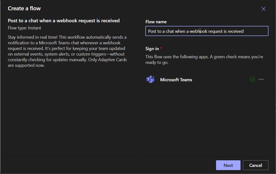 How to utilize the incoming webhook features in Microsoft Teams
