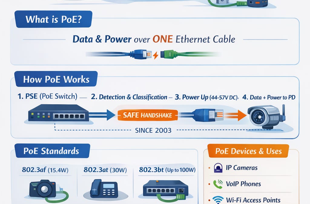 Power over Ethernet (PoE): One Cable for both Data and Power
