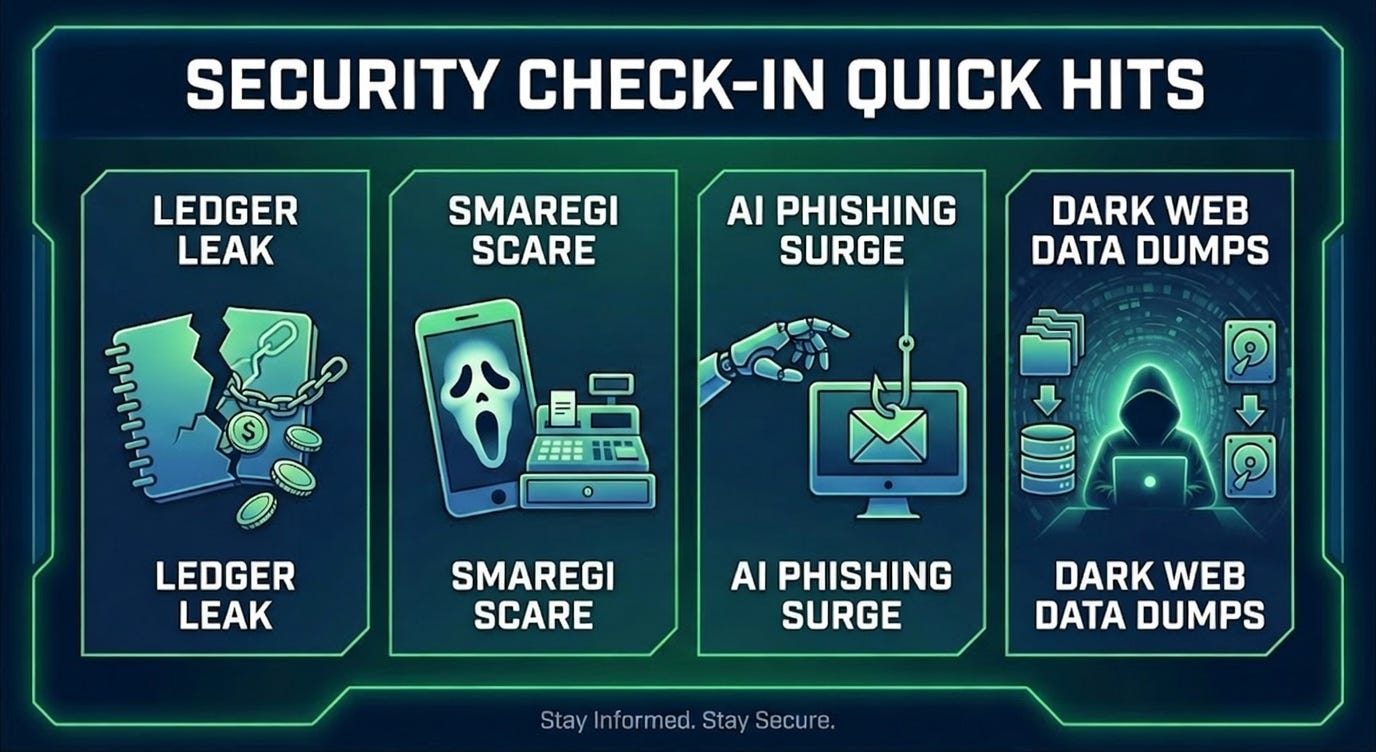 Security Check-in Quick Hits: Ledger Leak, Smaregi Scare, AI Phishing ...