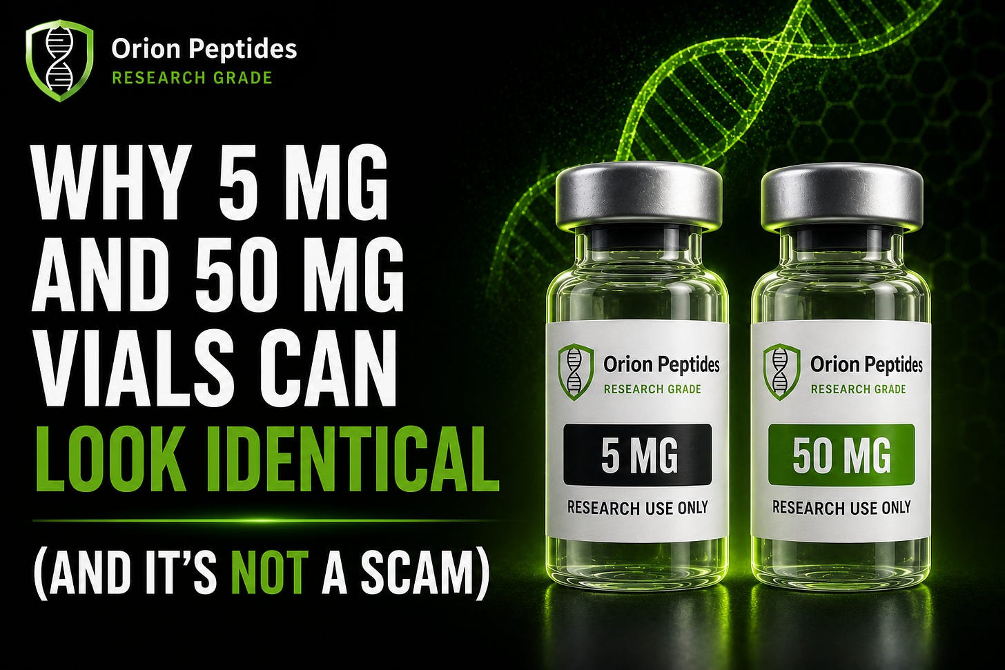 Why 5 mg and 50 mg Vials Can Look Identical (And It’s Not a Scam)