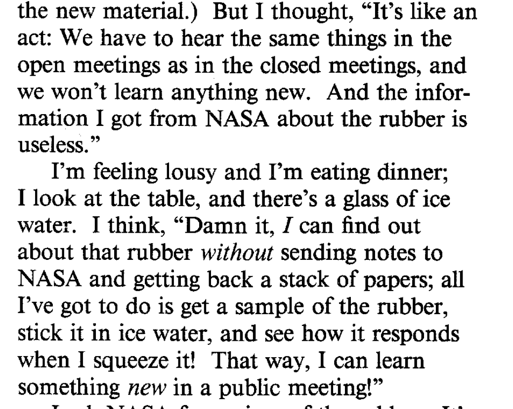 Feynman and the Challenger explosion - by Stuart Wiffin