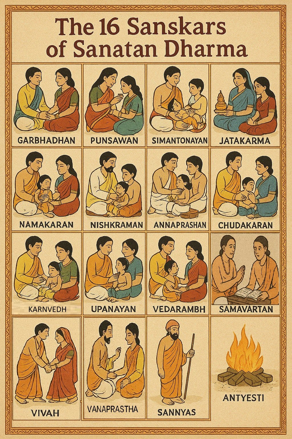 🕉️ The 16 Sanskars of Sanatan Dharma