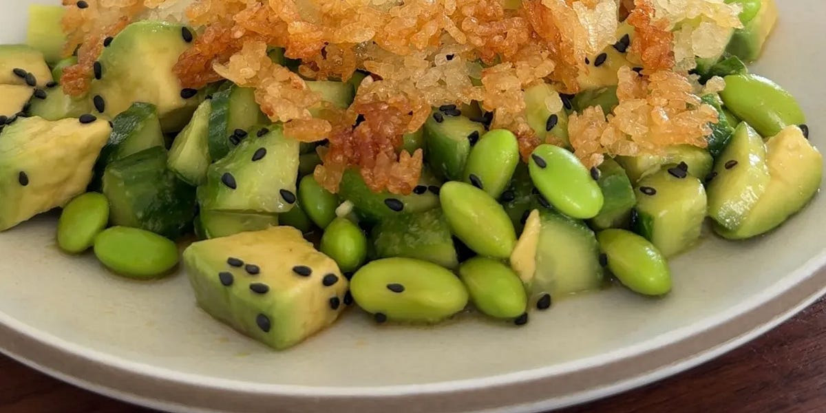 Cucumber Avocado Crispy Rice - by Maxine Sharf