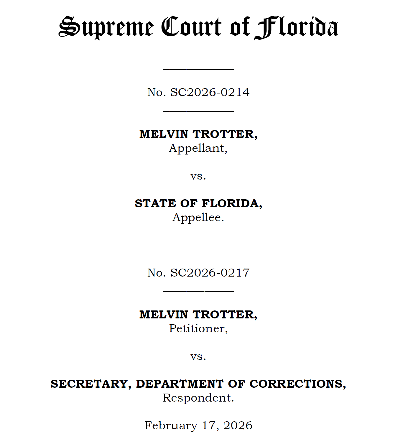 TROTTER WARRANT: Florida Supreme Court denies claims