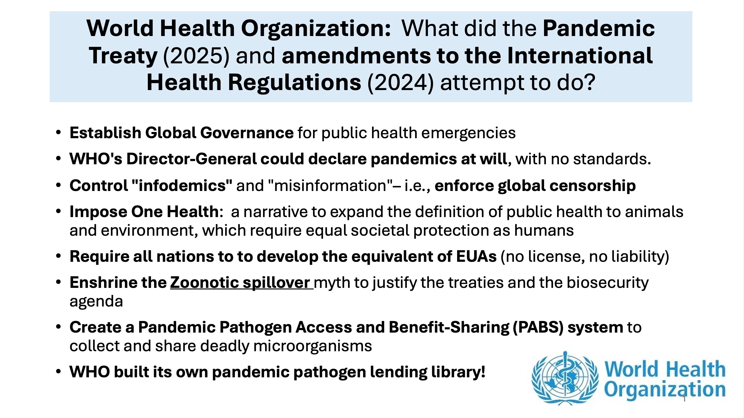 The real reason for the Pandemic Agreement -- beware believing it is to ...