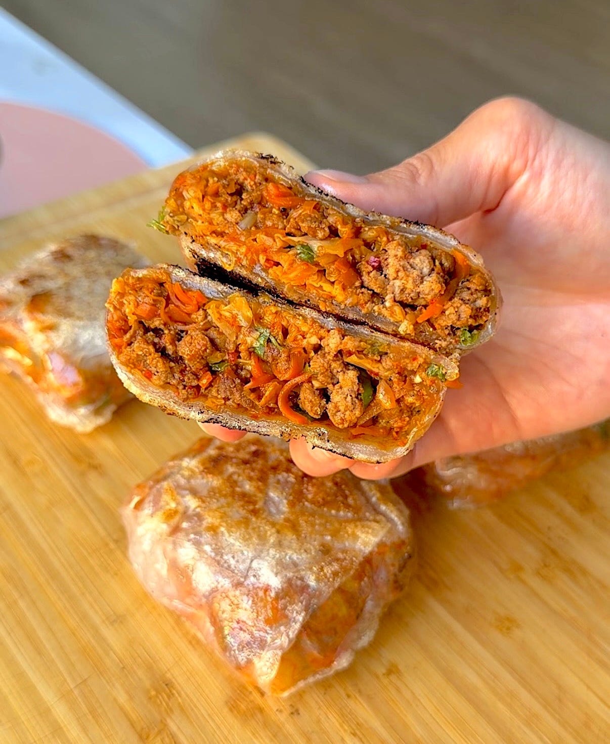 my VIRAL crispy kimchi rice paper dumplings