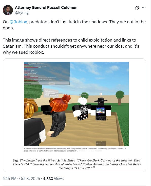 Kentucky Sues Roblox For "Failing To Protect From The darkness That ...