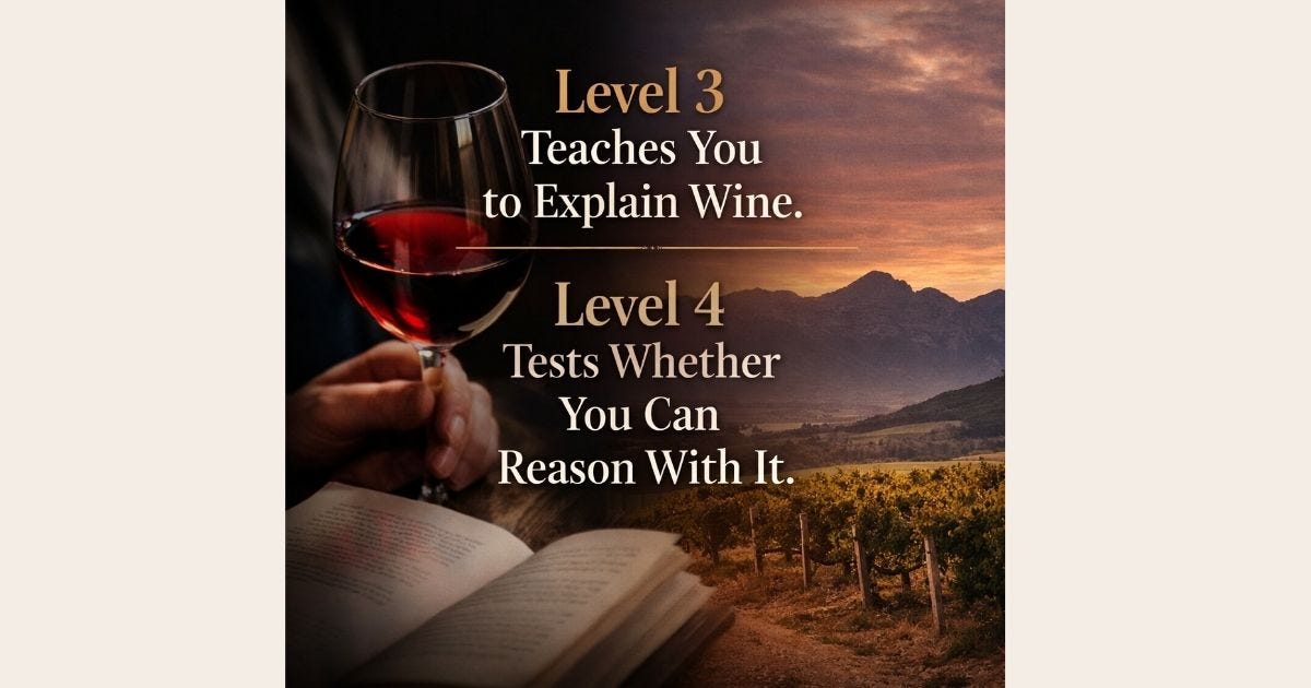 Level 3 Teaches You to Explain Wine. Level 4 Tests Whether You Can ...
