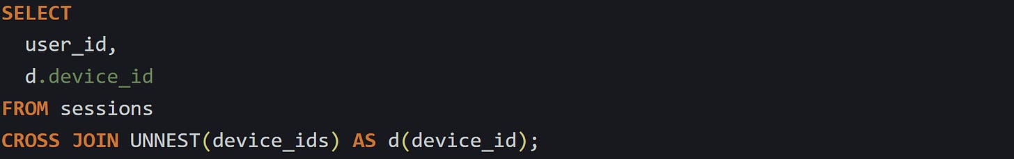 Flatten Nested Data with CROSS JOIN and UNNEST