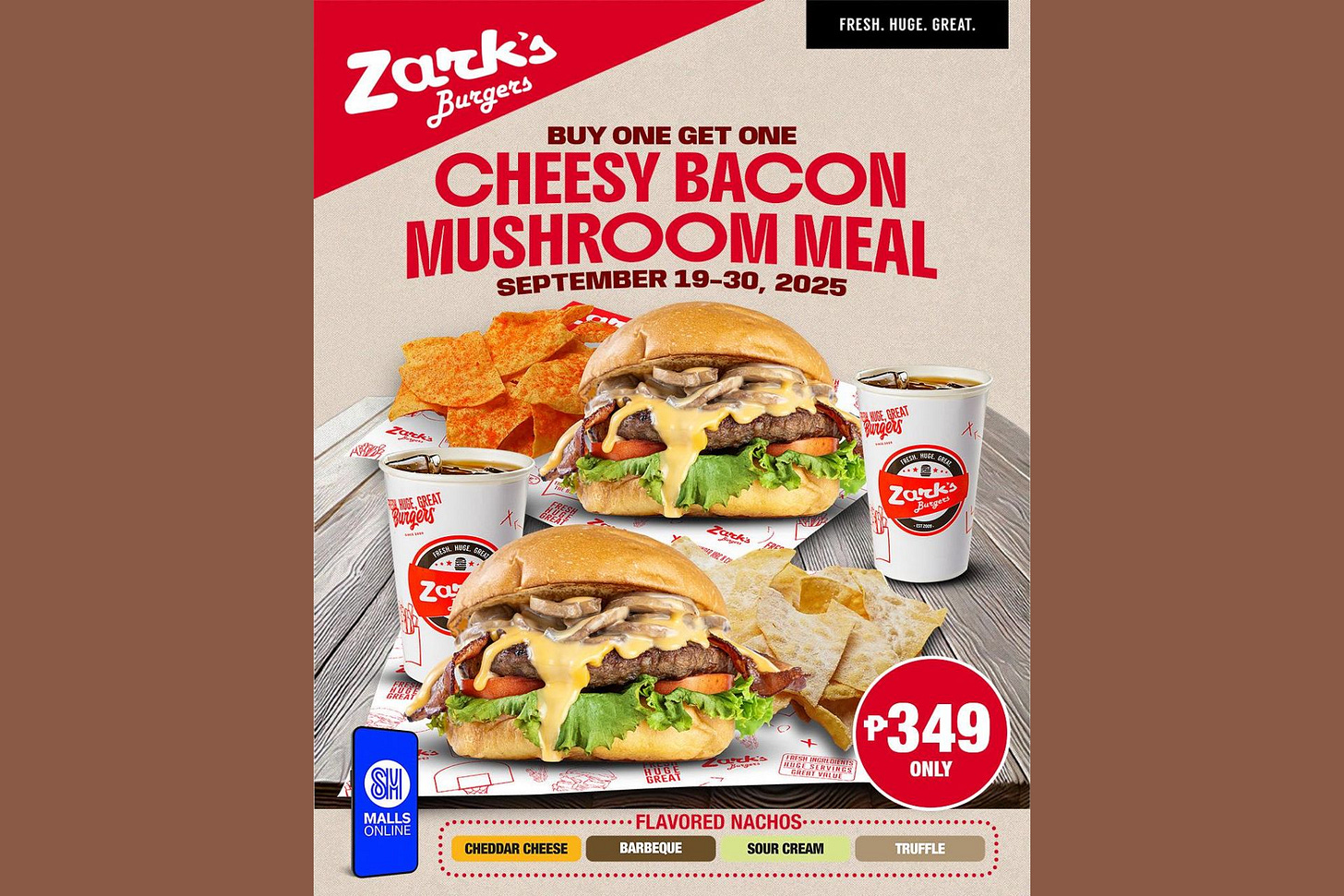 Zark's Buy 1 Get 1 Cheesy Bacon Mushroom Meal available via SM Malls ...