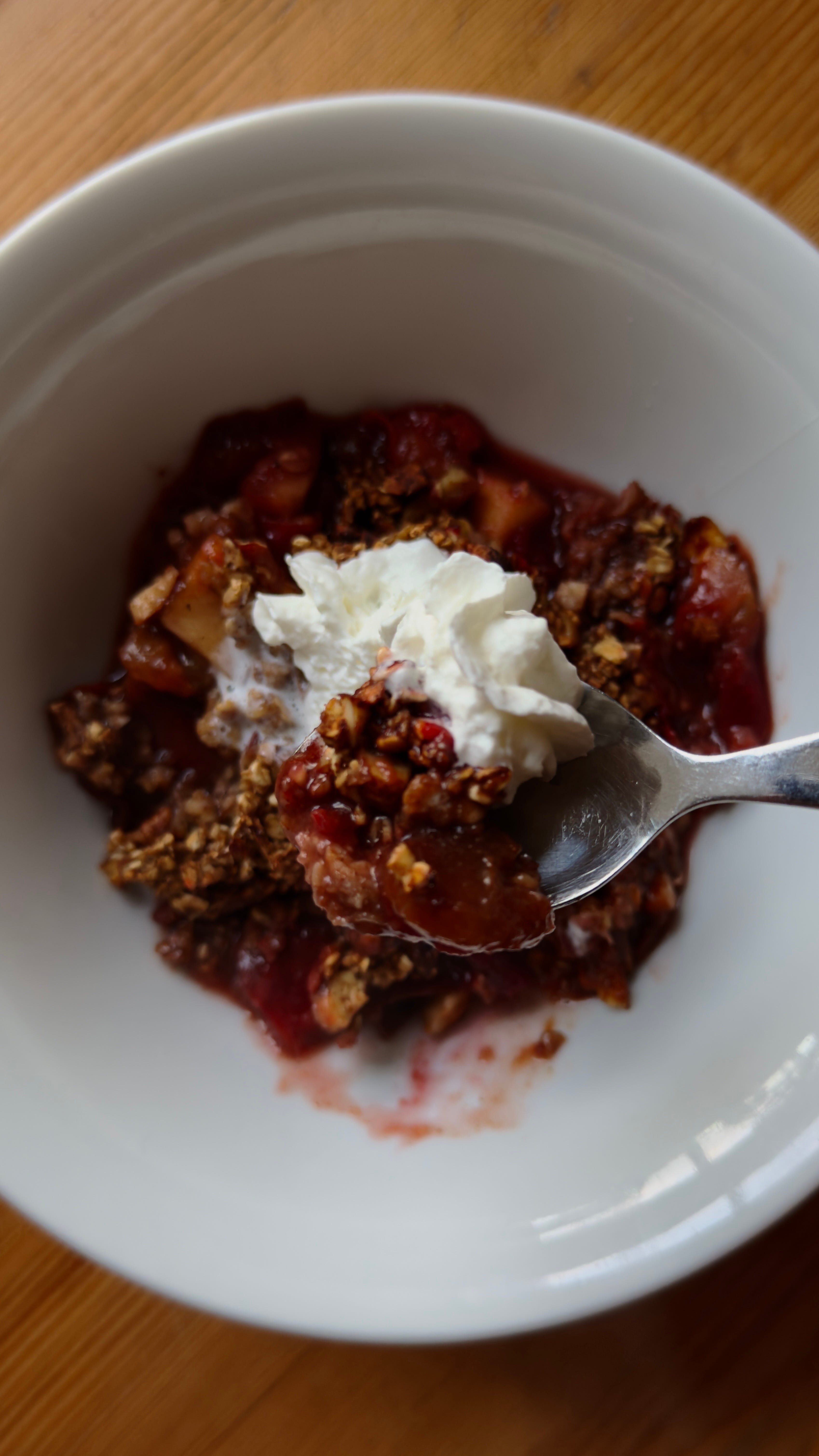 spiced plum + miso oatmeal crumble - by luxe - milk toast