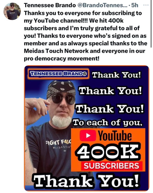 BREAKING: Tennessee Brando’s YouTube Hits 400K Subscribers