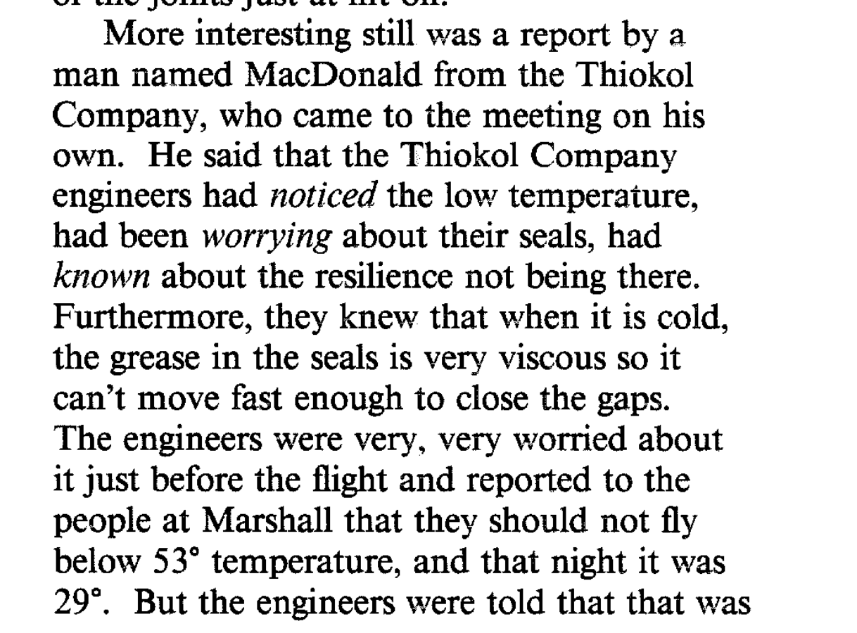 Feynman and the Challenger explosion - by Stuart Wiffin