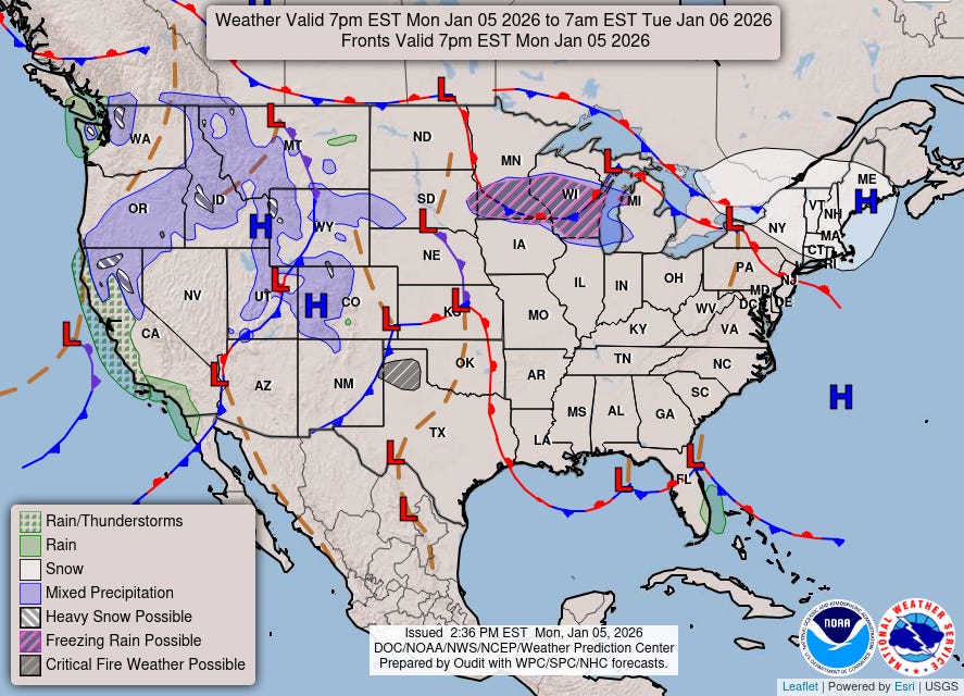 January 5, 2026 Monday Winter Weather - by Dr. Ryan Maue