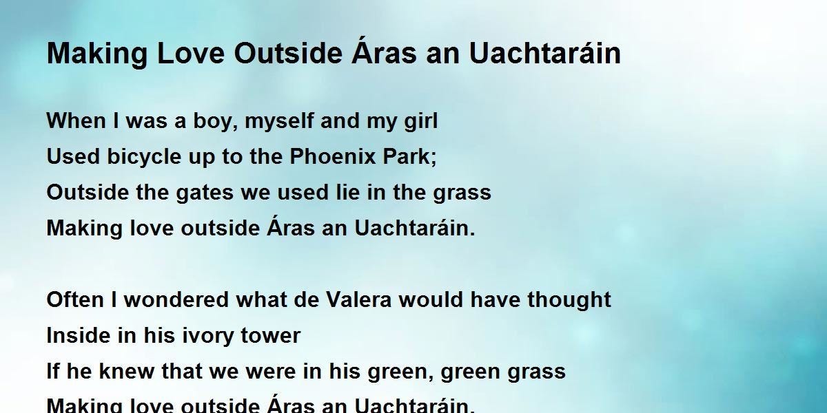 The great Irish poet Paul Durcan passed away today. Here’s one of my faves!