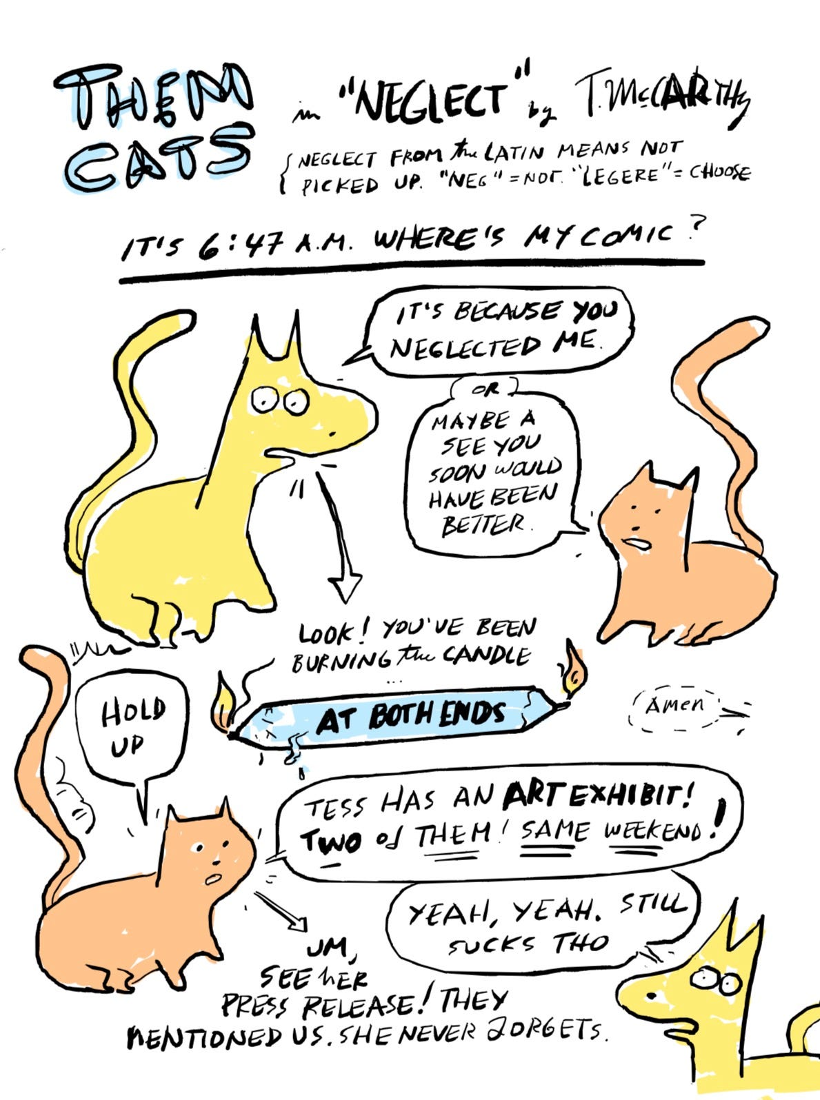 Comic: THEM CATS in “Neglect” - by Tess McCarthy