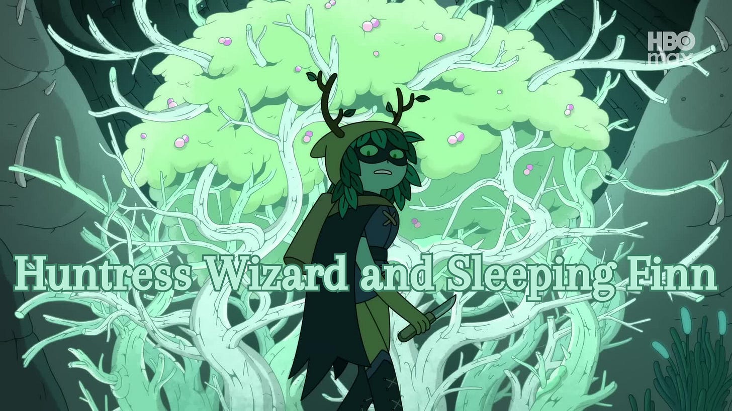 Huntress Wizard and Sleeping Finn - by John Wintroub