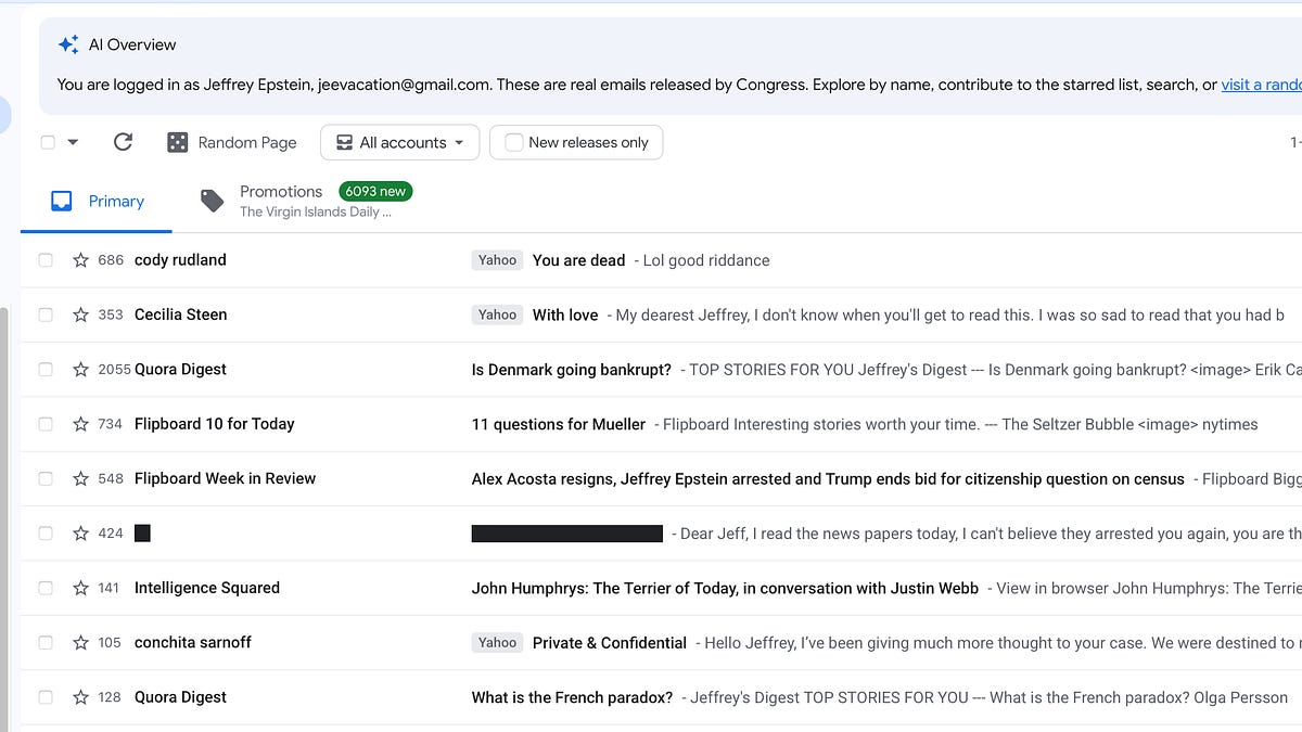 Epstein’s Gmail is live — and you can browse it